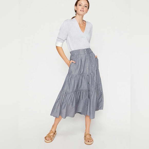 Brochu Walker | Skirts | Brochu Walker Havana Denim Colored Tiered Midi ...